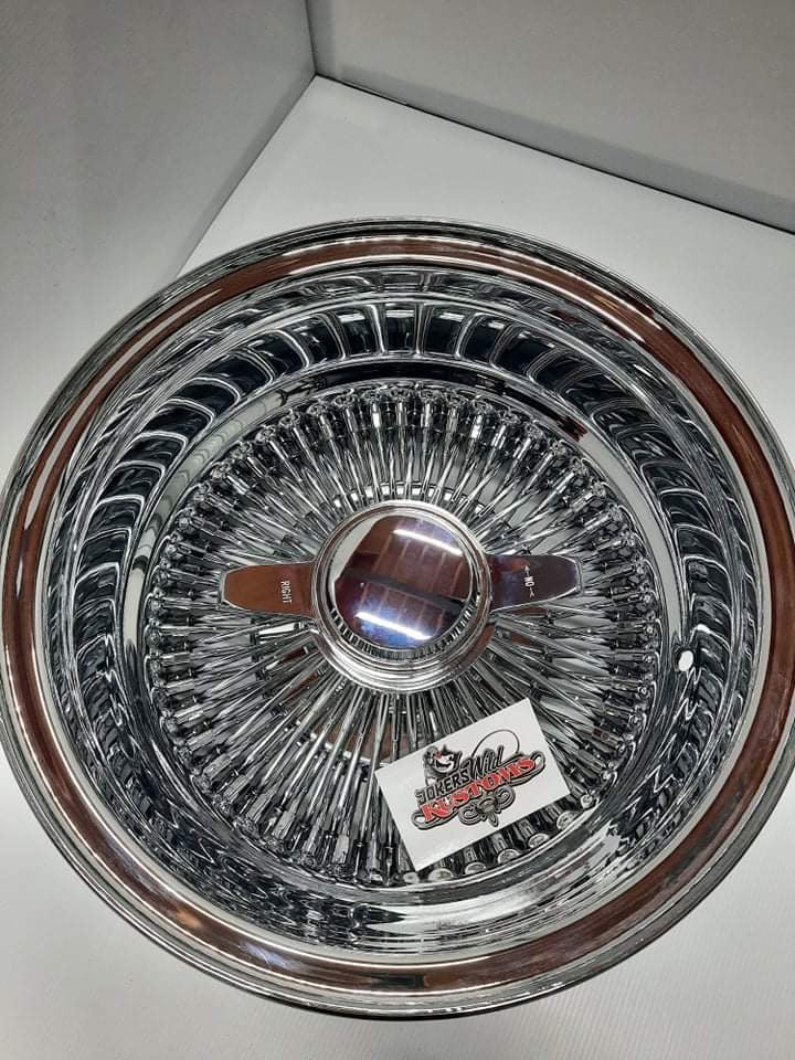 13x7 and 13x5.5 100 spoke wire wheels – Jokers Wild Kustoms