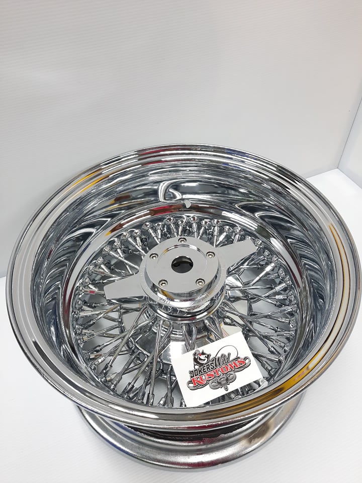 14x7 72 spoke wire wheels – Jokers Wild Kustoms